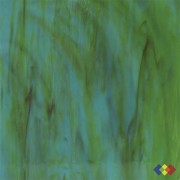 W Opalescent 275-L pourpre foncé, vert jaunâtre et bleu moyen 27x26.5cm